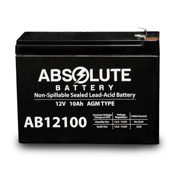 ABSOLUTE BATTERY 12-Volt 10 Ah F2 Sealed Lead Acid (SLA) Rechargeable ...