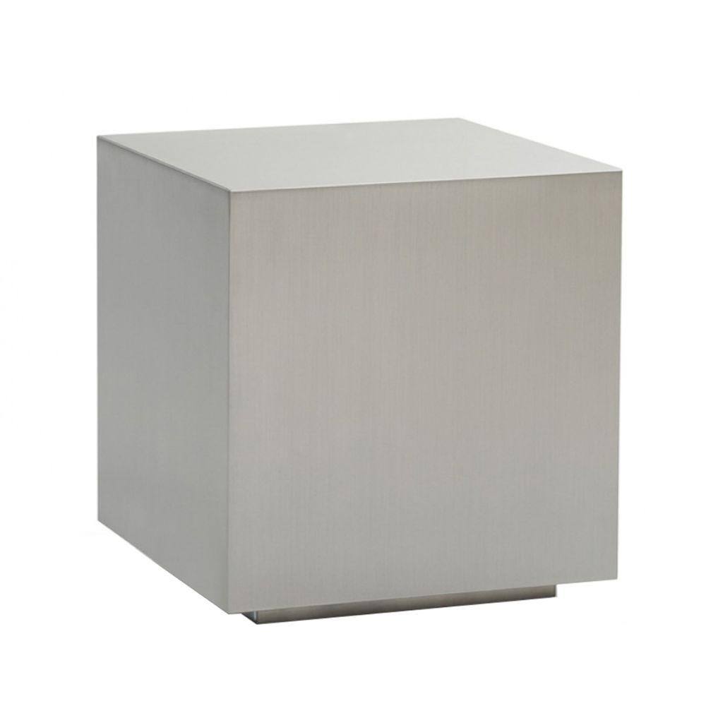Benjara 18 in. Gray Square Metal End Table with Floating Plinth ...