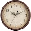 12 in. Vintage Brown Wall Clock Silent Non Ticking NYBPRLNZ3L - The ...