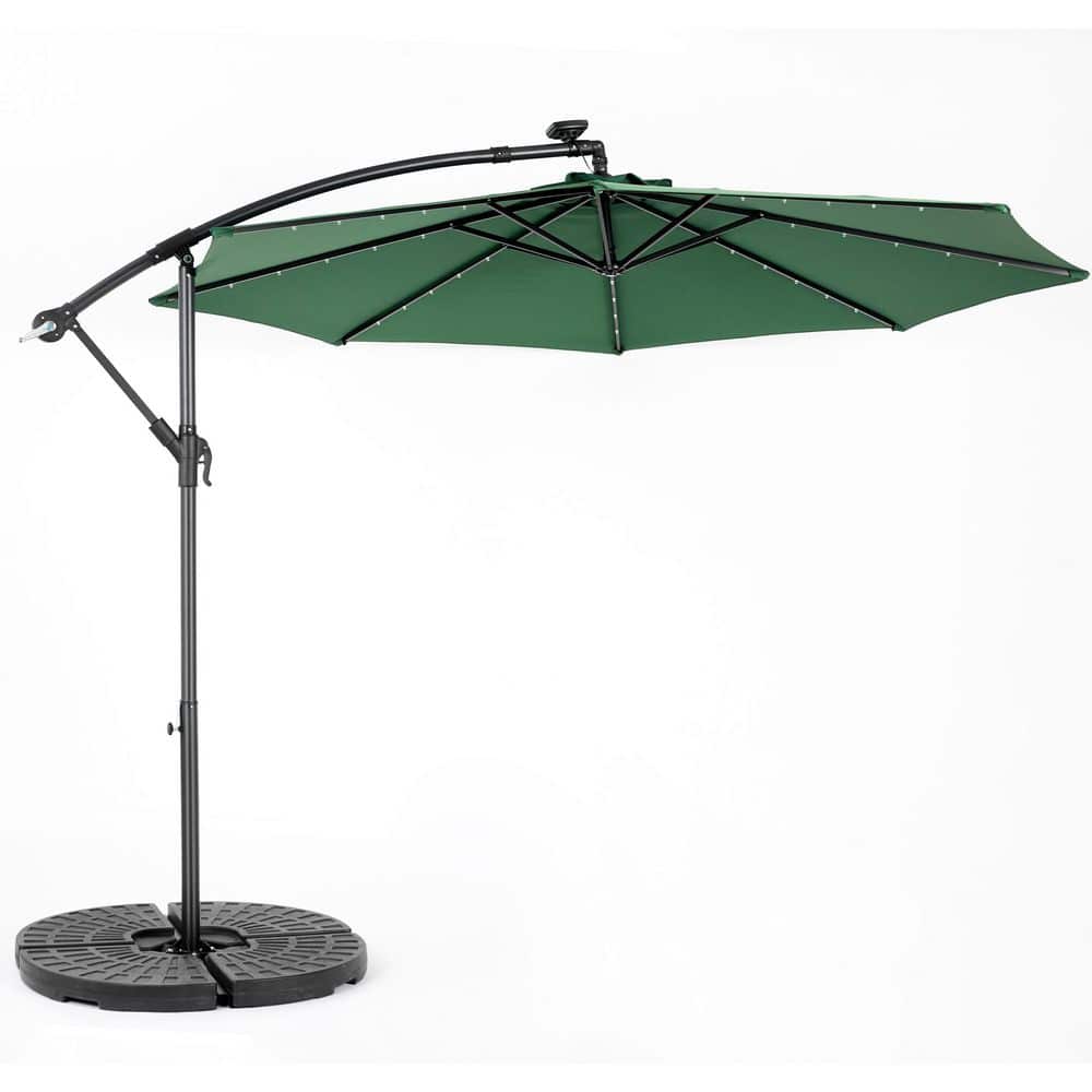 Tileon 9.67 ft. Steel Market Outdoor Patio Umbrella with 40 Lights ...