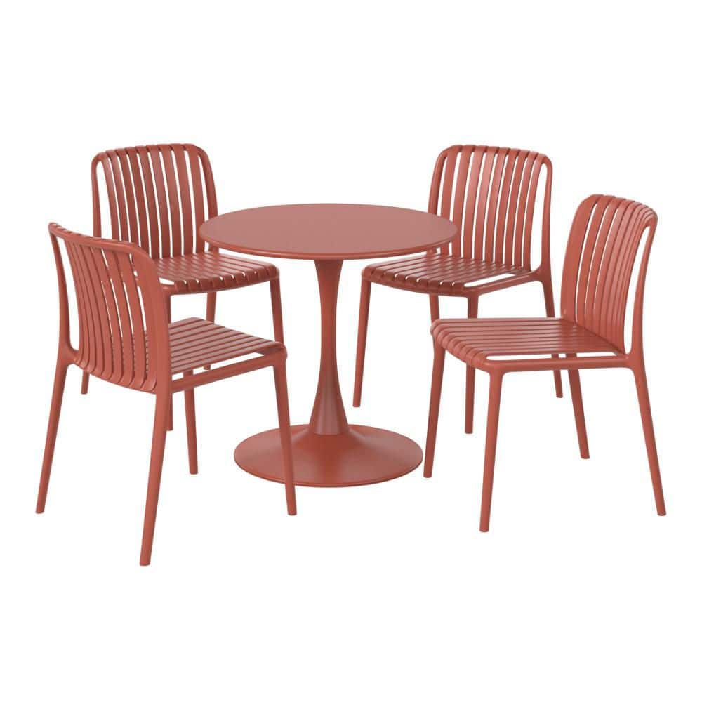 WESTIN OUTDOOR Frond and Form Outdoor Patio Modern 5-Piece Round HDPE ...