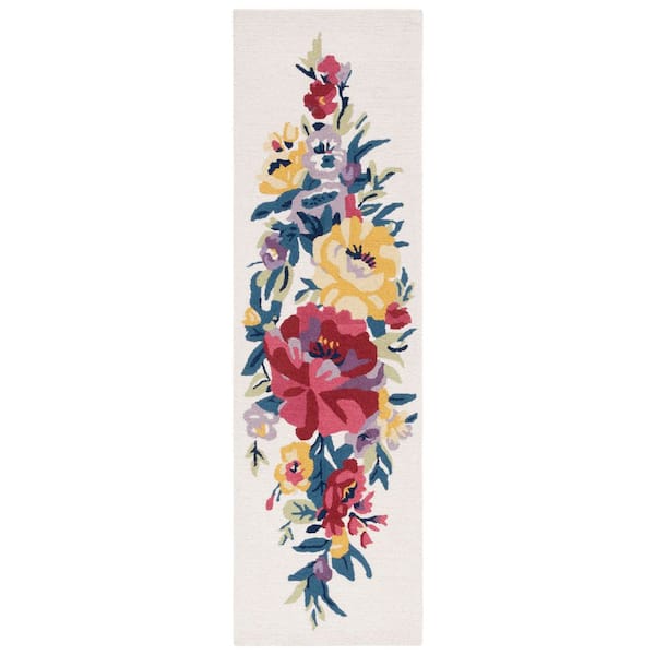 SAFAVIEH Chelsea 2 ft. x 8 ft. Ivory/Rose Oversized Floral Runner Rug ...