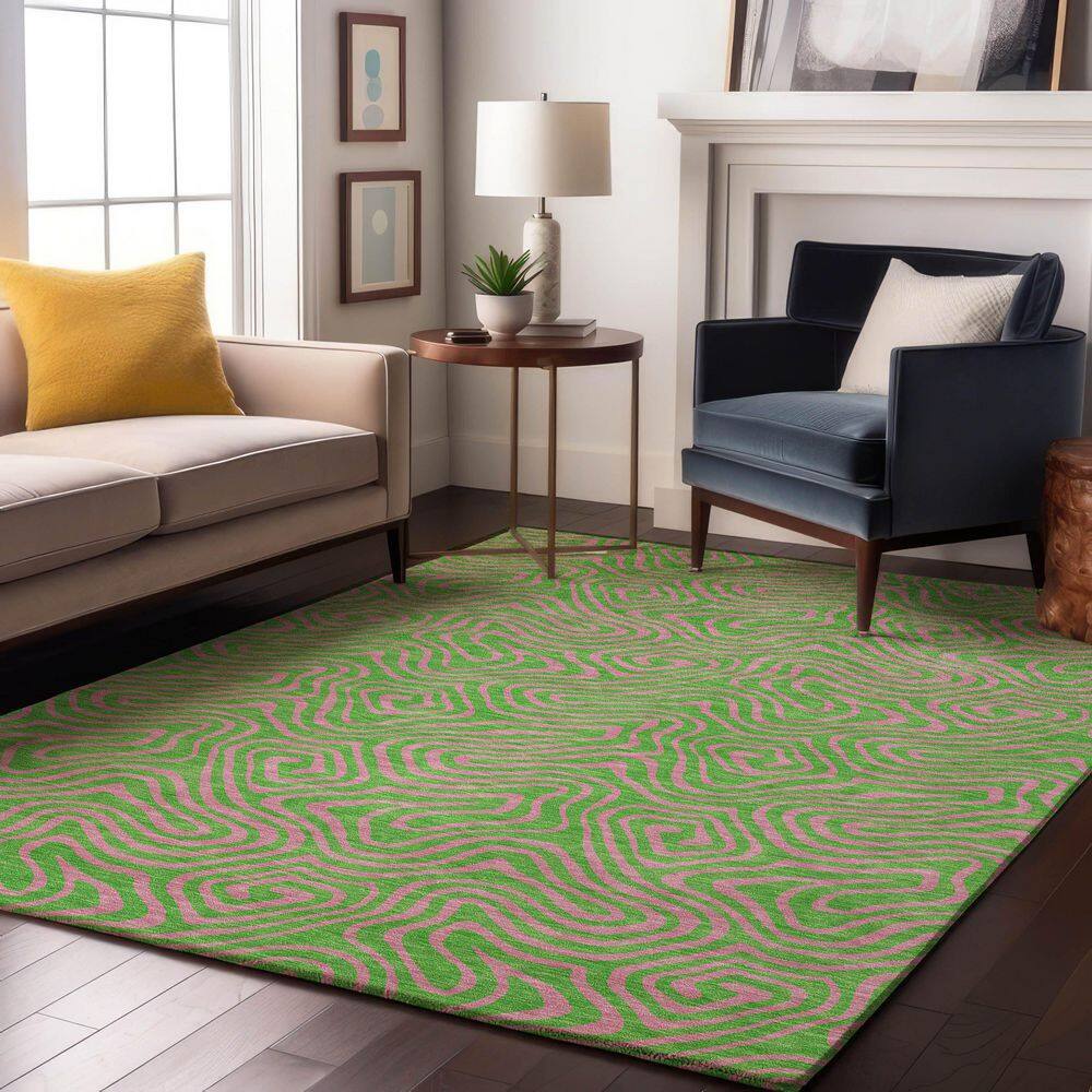 Addison Rugs Mayfield Premium Machine Washable Abstract AMF1031 Lime 3 ...