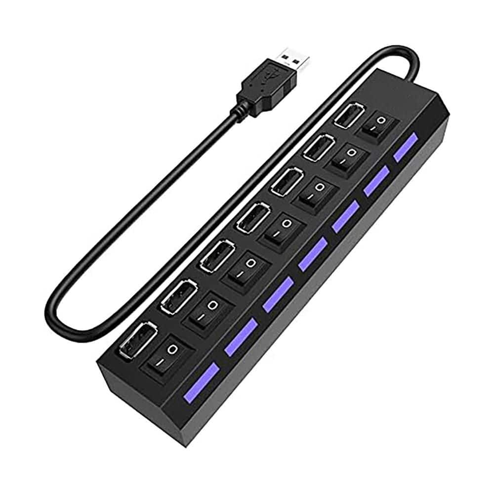 Lukyamzn 7 Port USB 2.0 Hub LED High-Speed Portable Compatible for iMac MacBook Surface Pro PC ...