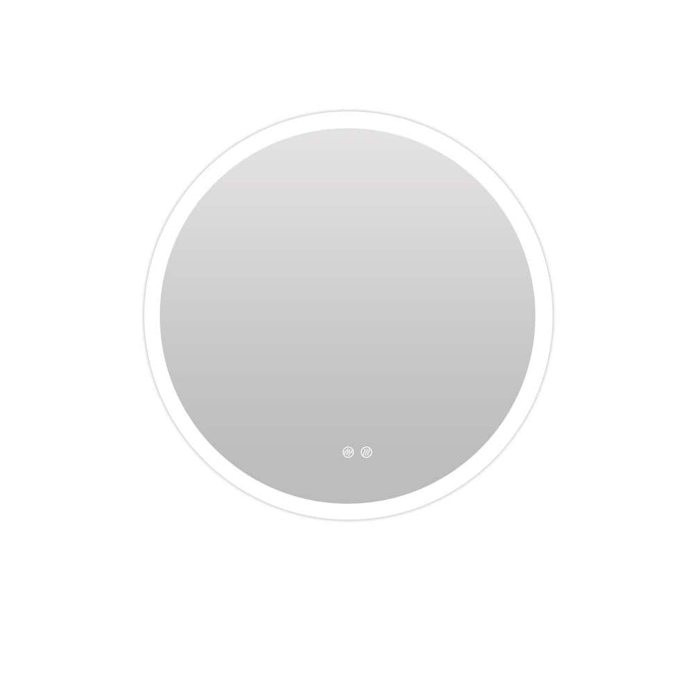 26 in. W x 26 in. H Round Frameless Wall-Mounted Bathroom Vanity Mirror ...