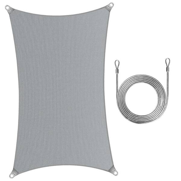 COLOURTREE Super Ring 20 ft. x 22 ft. Sun Shade Sail with Cable-Grey CC ...
