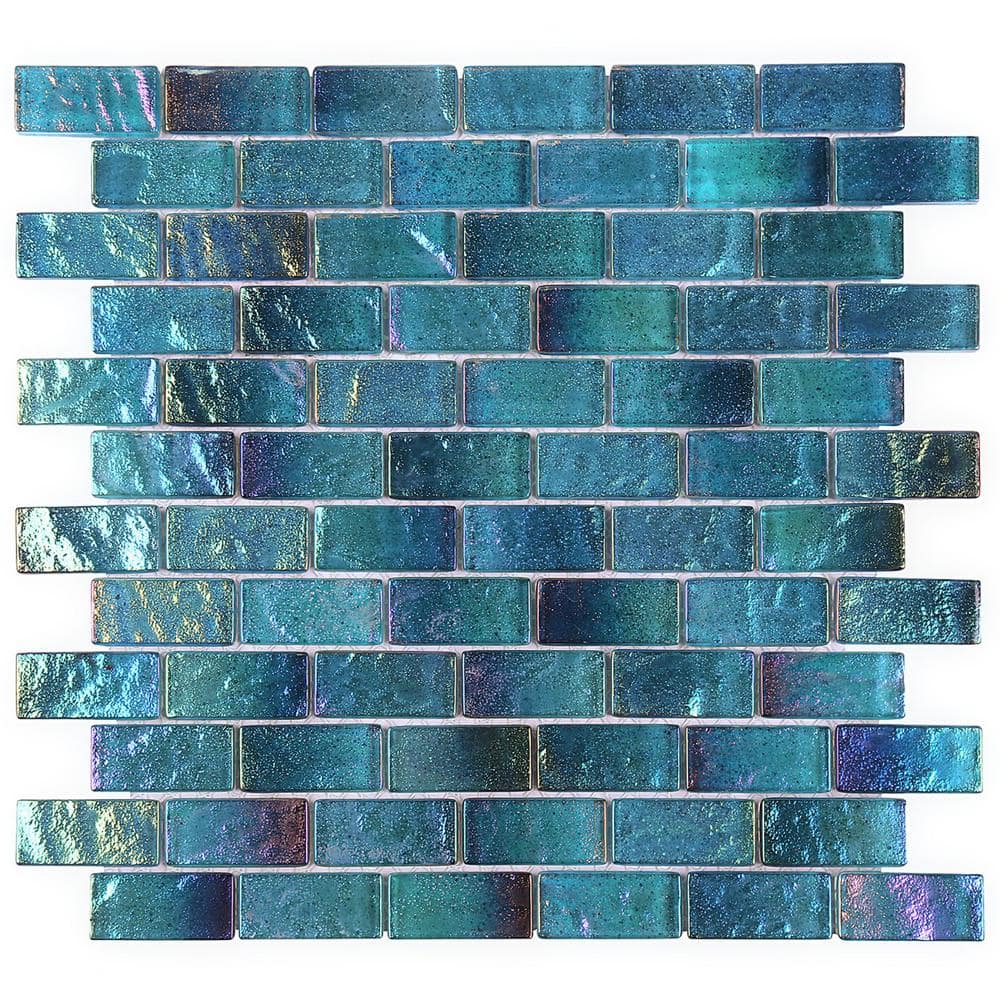 Ivy Hill Tile Speckle Tropical Blue 3 in. x 0.31 in. Polished Glass ...