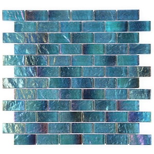 Ivy Hill Tile Speckle Tropical Blue 3 in. x 0.31 in. Polished Glass ...