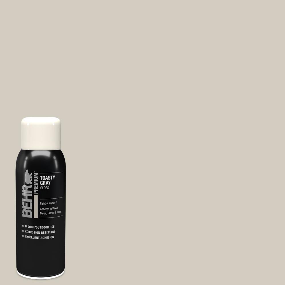 BEHR PREMIUM 12 oz. #SP-100 Toasty Gray Gloss Interior/Exterior Spray ...