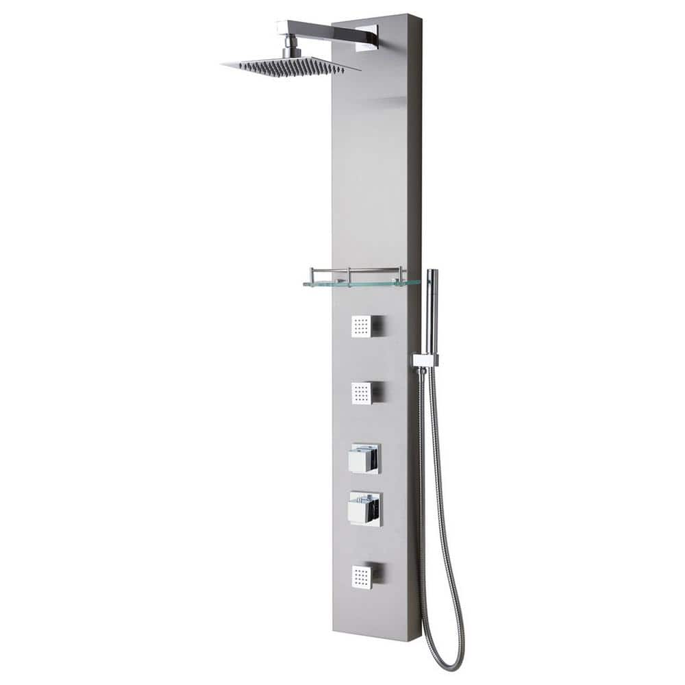 LUXIER 55 in. 3-Jet Full Body Thermostatic Shower System Panel with ...