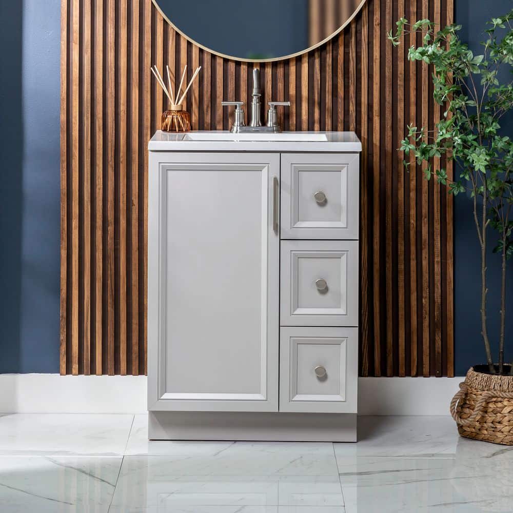 Glacier Bay Bannon 25 in. Single Sink Pearl Gray Freestanding Bath ...