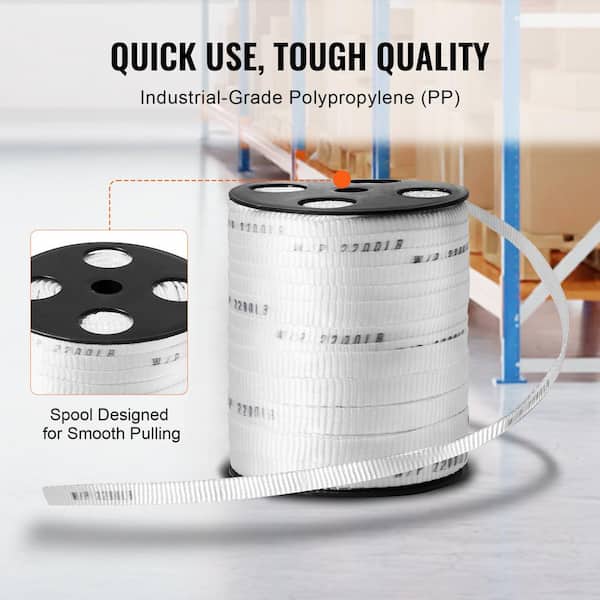 VEVOR Polyester Pull Tape 5/8 in. x 318 ft. Tape Flat Rope 2200 lbs ...