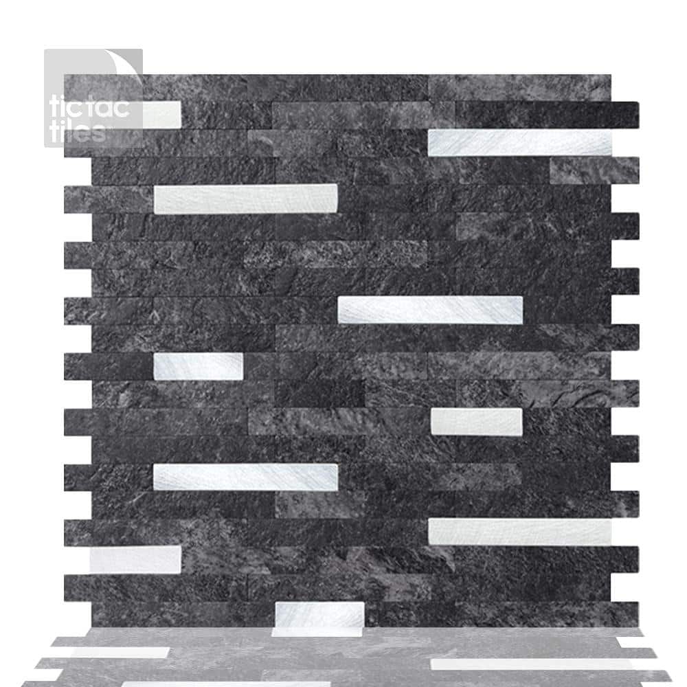 Tic Tac Tiles 12-sheets Marble Grey 11.5 in. x 11.75 in. Peel & Stick ...