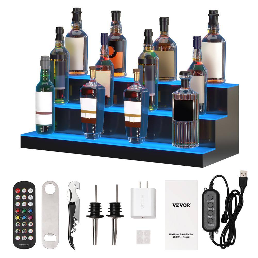 VEVOR 24-Bottles LED Lighted Liquor Bottle Display 30 in. Illuminated ...