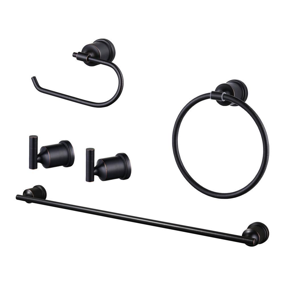 ALEASHA 5-Piece Bath Hardware Set with Mounting Hardware in Oil Rubbed ...