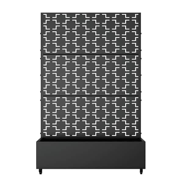 SpassWay 6 ft. H x 4 ft. W Metal Planter Box with Trellis Black AHD ...