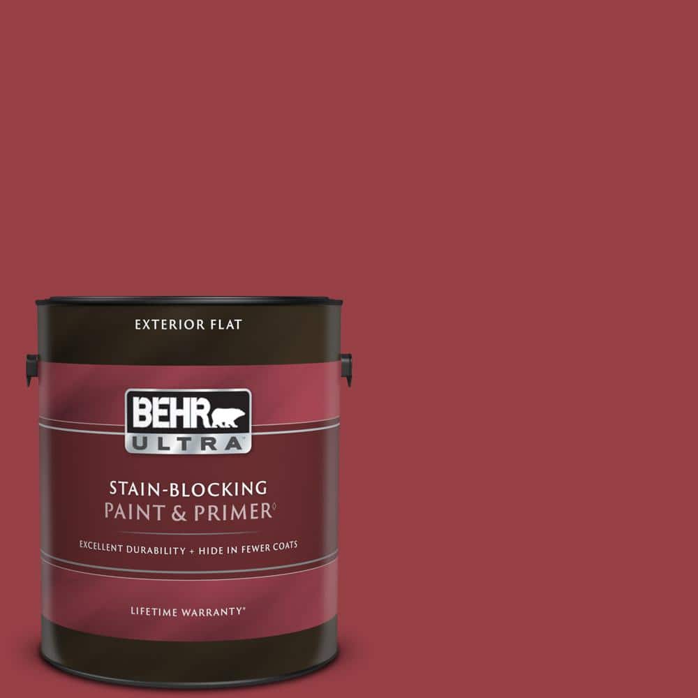 BEHR ULTRA 1 gal. #140D-7 Classic Cherry Flat Exterior Paint & Primer ...
