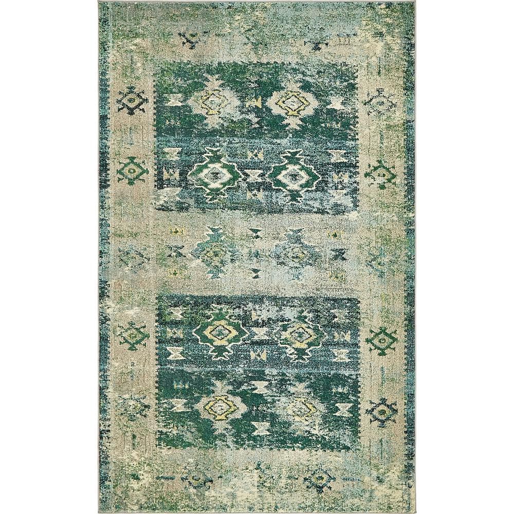 Unique Loom Monterey Empire Green 5' 0 x 8' 0 Area Rug 3139918 - The ...