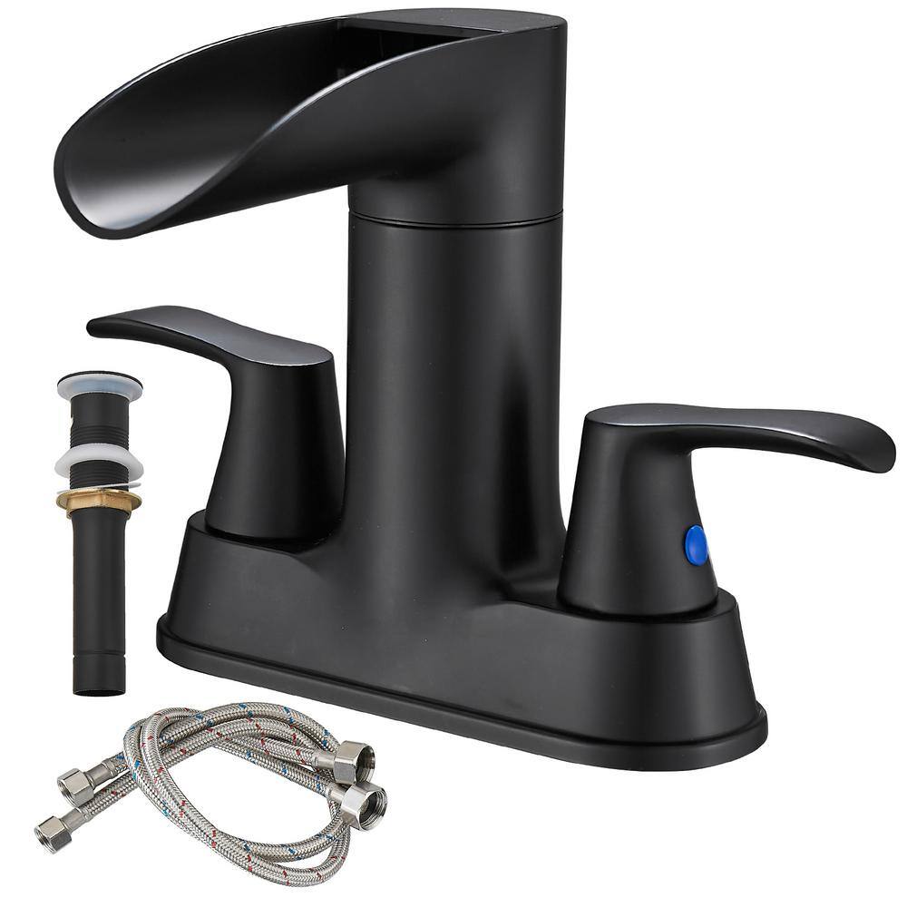 Heemli Rotatable 4 in. Centerset Double Bathroom Faucet with Drain kit ...