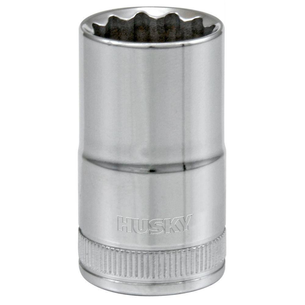Husky 1/2 in. Drive 16 mm Metric Standard Socket 12-Point H2D12P16M ...