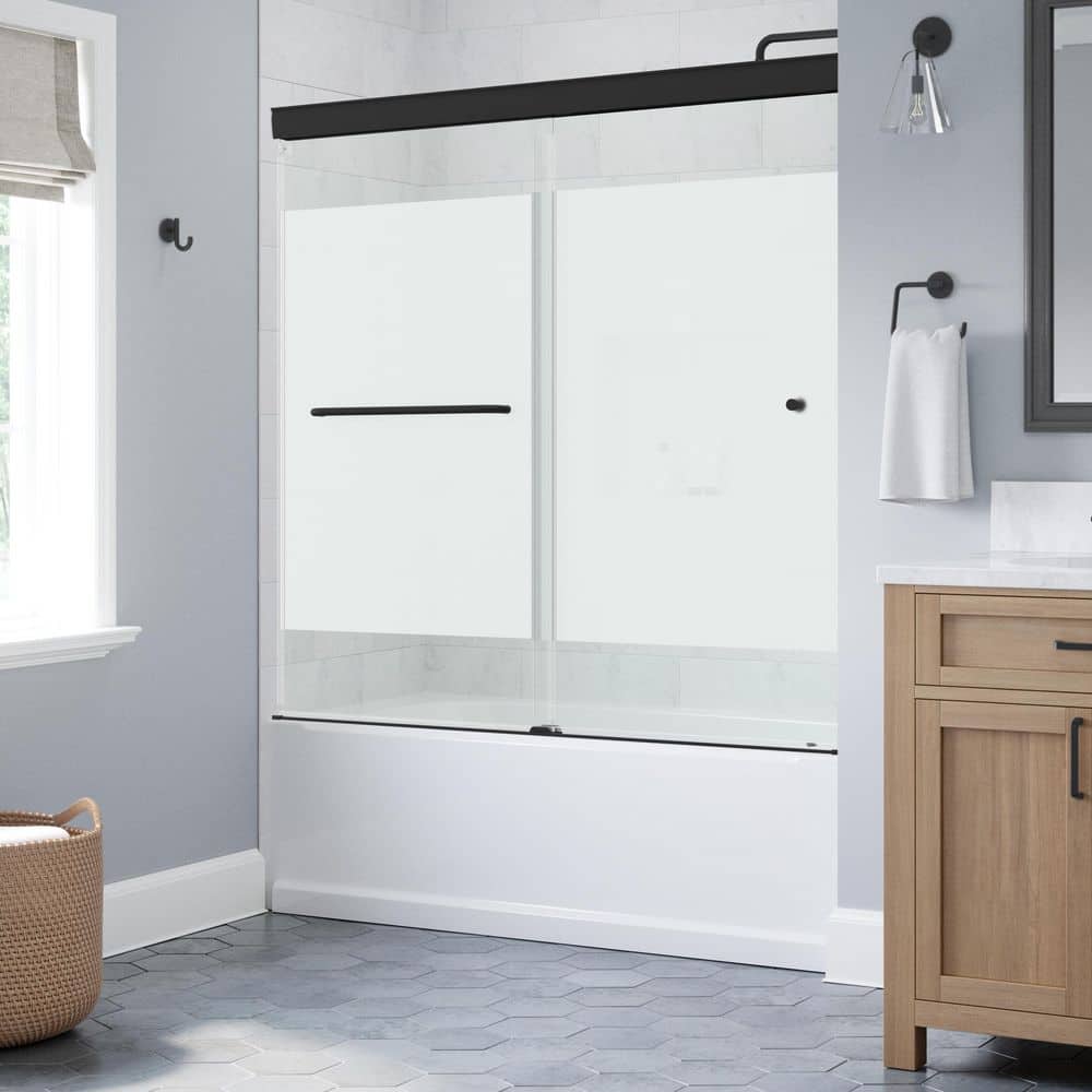 Delta Portwood 60 in. W x 58 in. H Semi-Frameless Sliding Bathtub Door ...