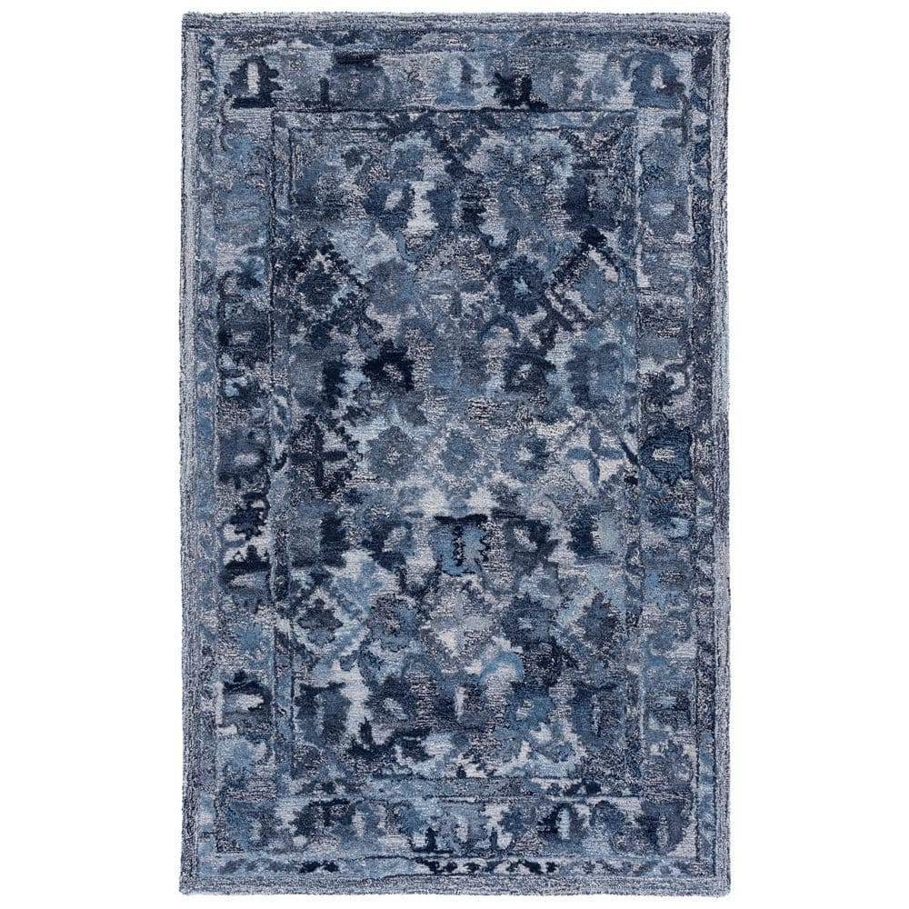 SAFAVIEH Marquee 5 ft. x 8 ft. Navy Abstract Border Area Rug MRQ126N-5 ...