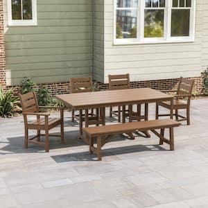POLYWOOD Grant Park 7-Piece Farmhouse Plastic Outdoor Patio Dining Set ...