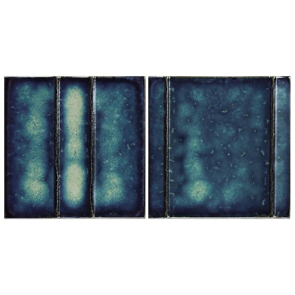 Ivy Hill Tile Hikari Ocean Blue 5.82 in. x 0.39 in. 3D Metallic Look ...