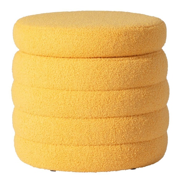 WESTINFURNITURE Bayville Modern 16 in. Tall Sherpa Fabric Tufted Round ...