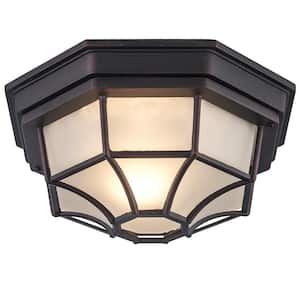 Bel Air Lighting Benkert 9 in. 1-Light Rust Outdoor Flush Mount Ceiling ...