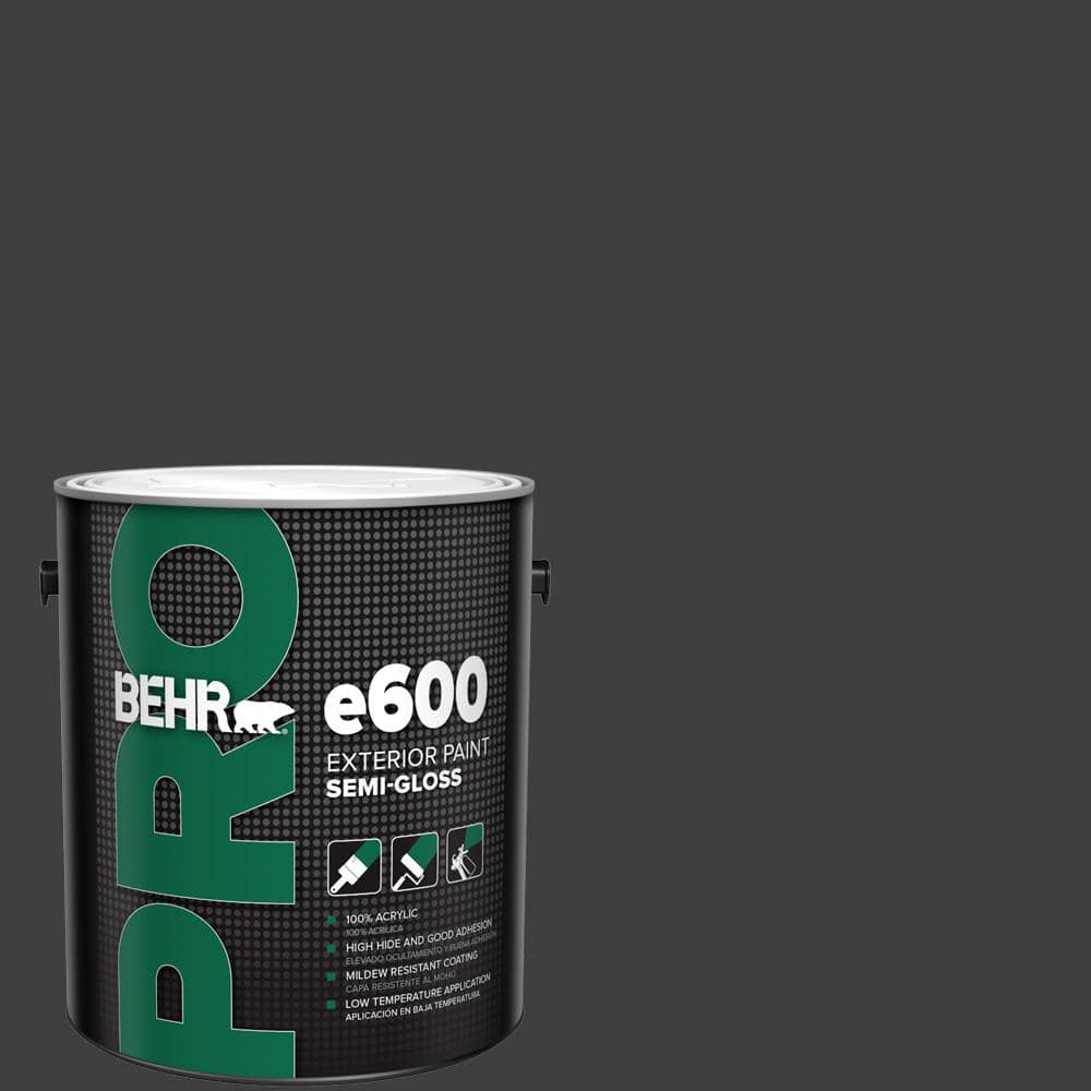 BEHR PRO 1 gal. #ECC-10-2 Jet Black Semi-Gloss Exterior Paint PR67301 ...