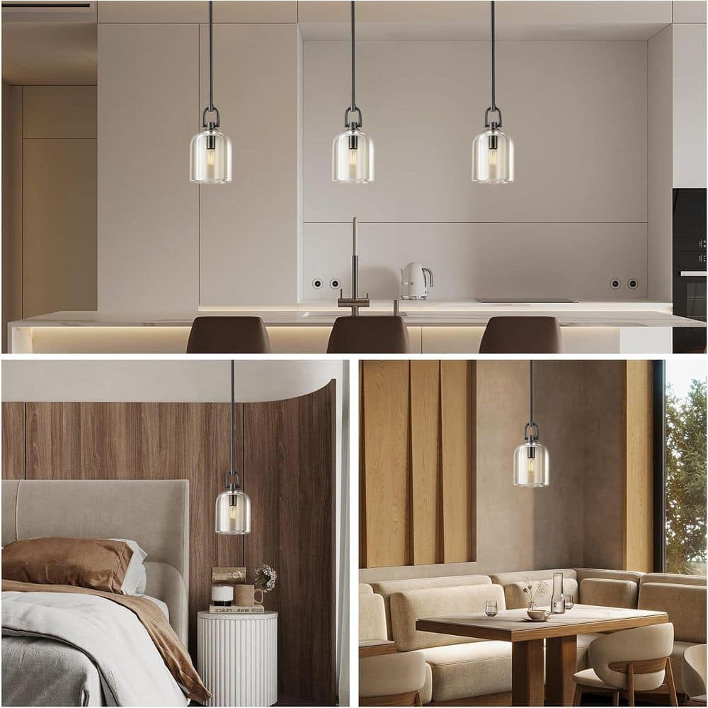 YUYI 1-Light Black Pendant Light, Modern Indoor Pendant Light with ...