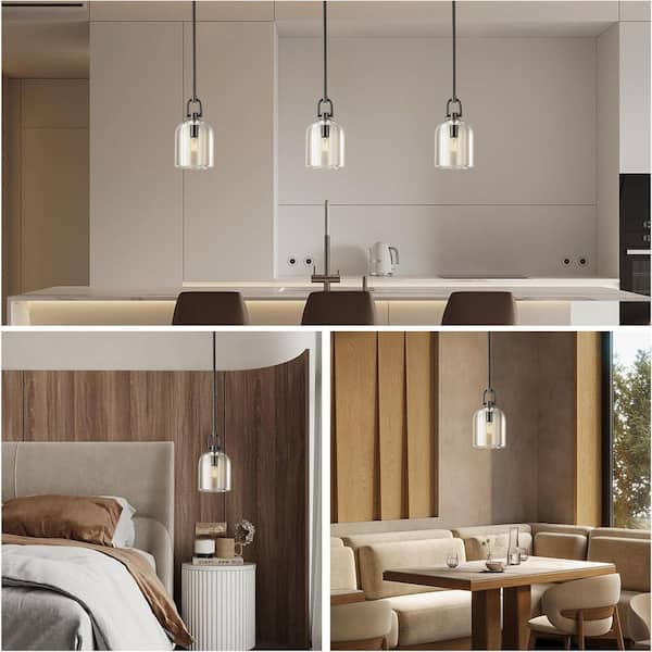YUYI 1-Light Black Pendant Light, Modern Indoor Pendant Light with ...