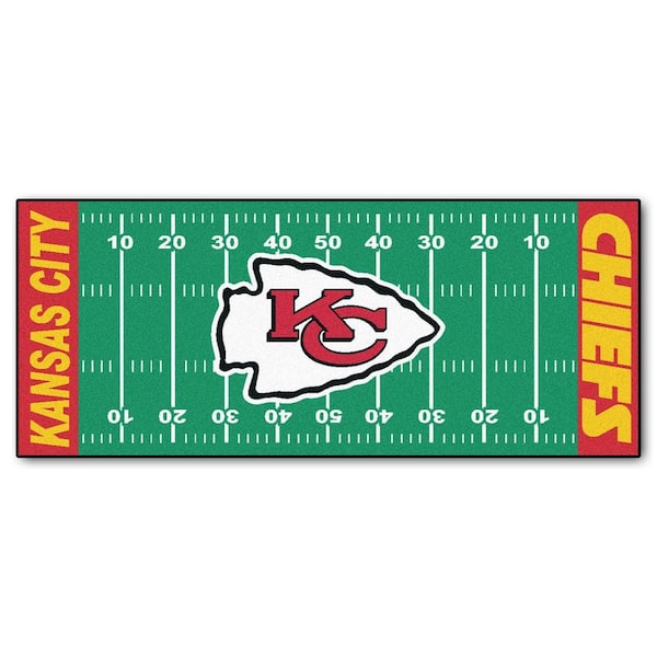 FANMATS Kansas City Chiefs 3 ft. x 6 ft. Football Field Rug Runner Rug ...