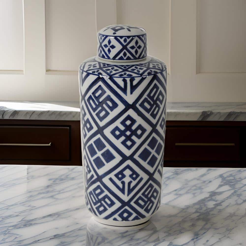 Benjara Porcelain Jar with Lid BM285526 - The Home Depot