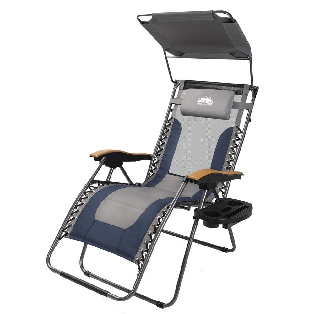 Kahomvis Gray Steel Outdoor Zero Gravity Reclining Lounge Chair with ...