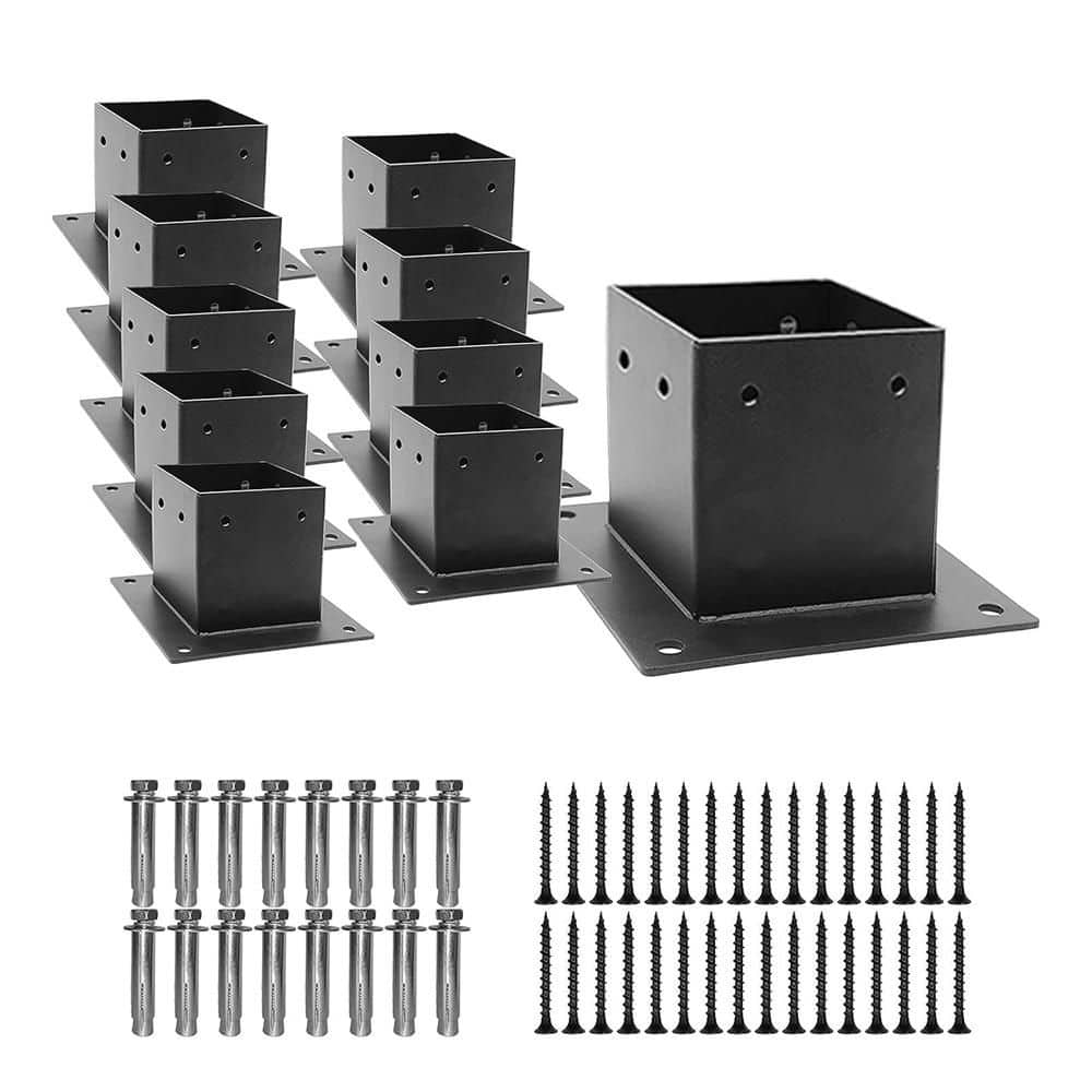 Afoxsos Metal Matte Black Heavy Duty Powder-Coated Post Base Brackets ...
