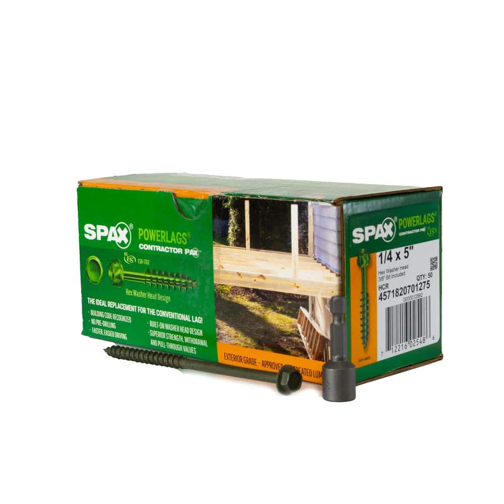 SPAX 1/4 in. x 5 in. Exterior Hex Head Structural Wood Lag Screws ...