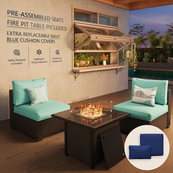 Stabenton 2-Piece Wicker Outdoor Patio Conversation Sectional Seating ...