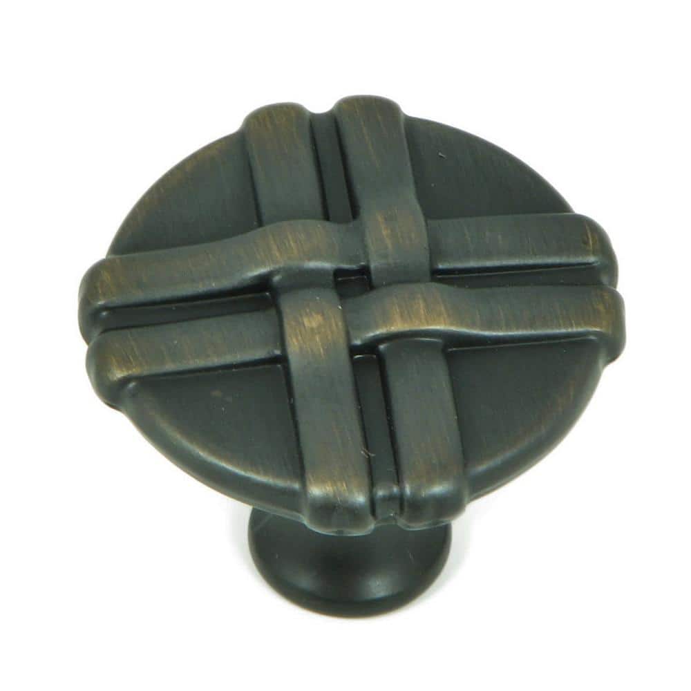 Stone Mill Hardware Weave 1-3/8 in. Oil Rubbed Bronze Round Cabinet ...