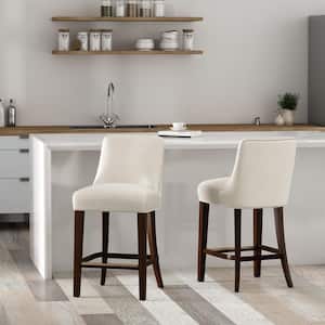 Manhattan Comfort Beever Modern 27.4 in. Cream Wood Frame Counter Stool ...