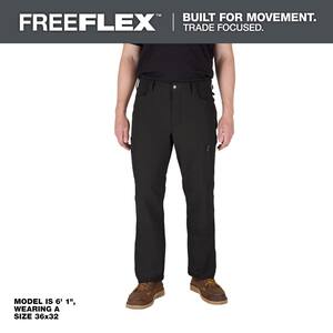 Milwaukee Men's 32 in. x 34 in. Black FREEFLEX Tech Work Pants with 7 ...