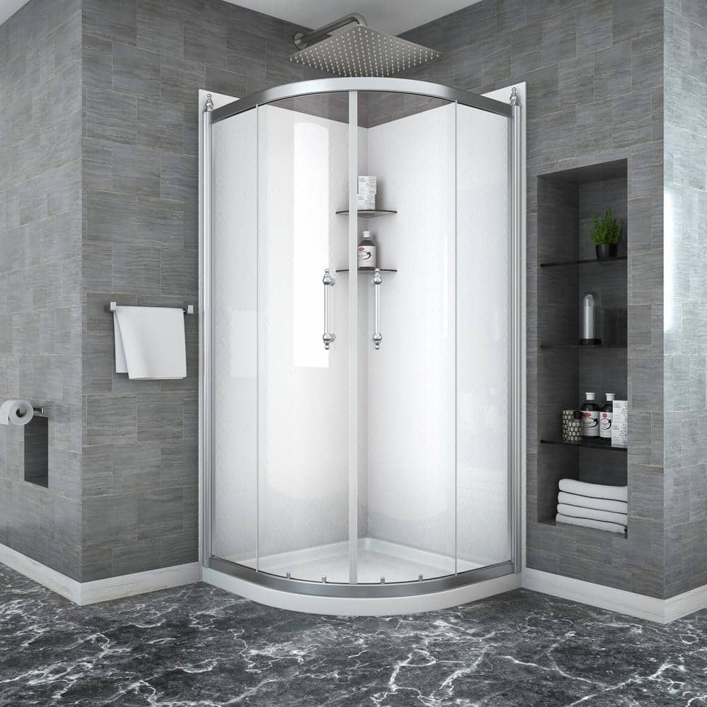 JimsMaison 36 in. W x 72 in. H Sliding Semi-Frameless Corner Shower ...
