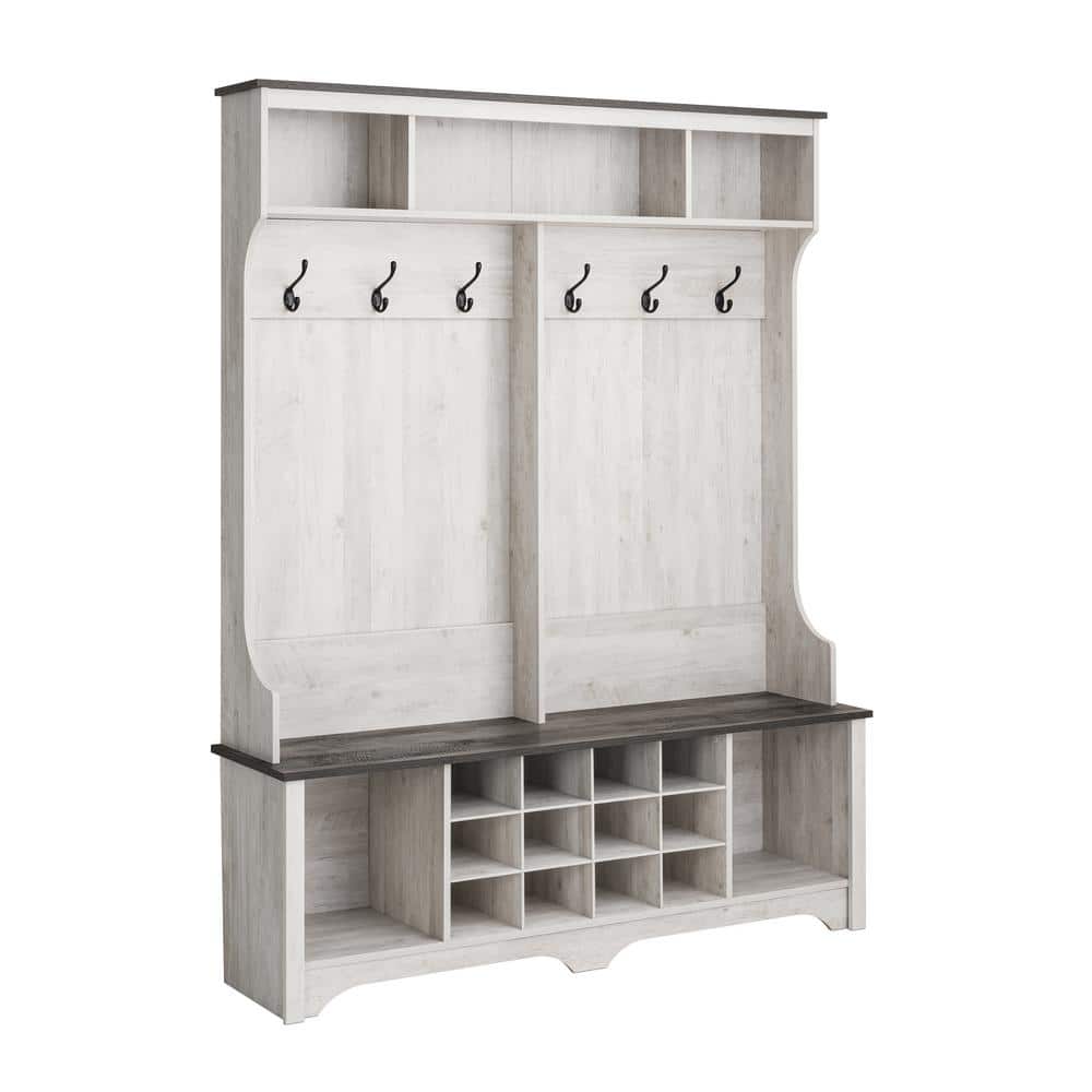 Prepac Rustic Ridge Washed White Entryway Cabinet 15.5 in. D x 60 in. W ...