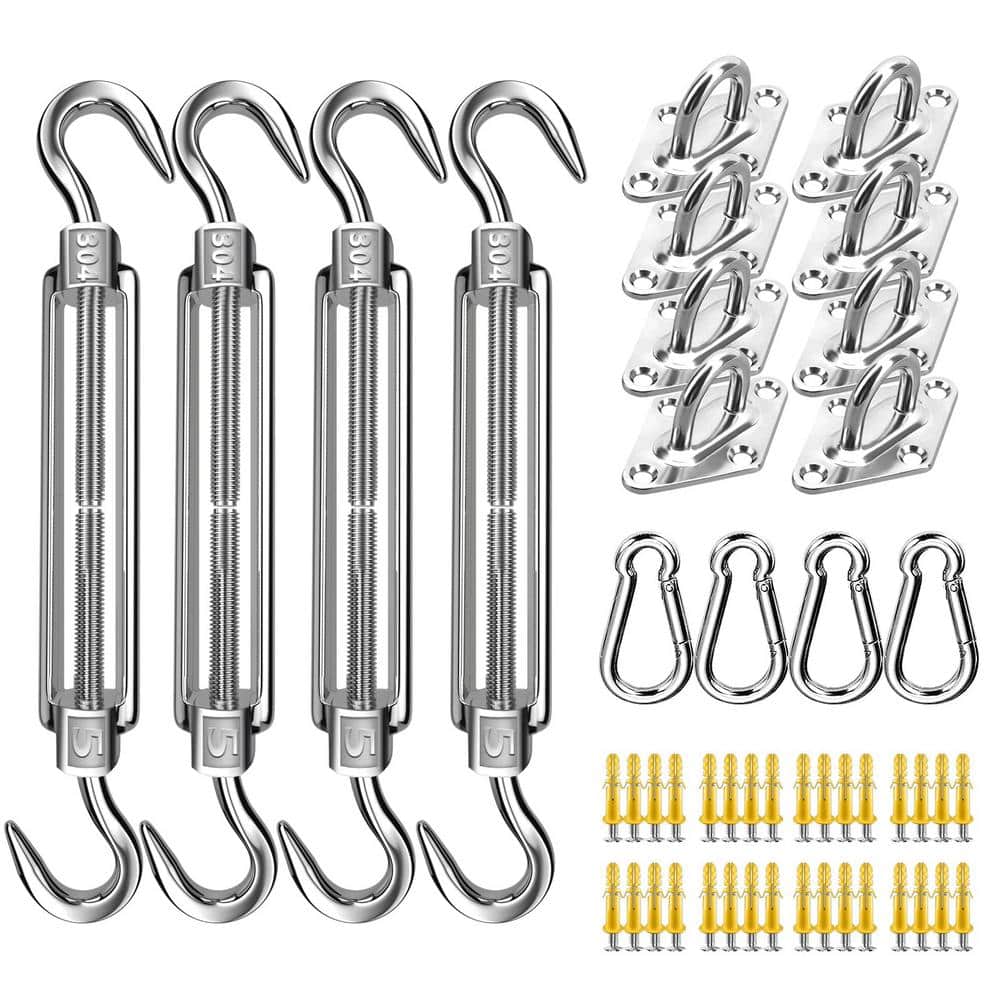 Angel Sar 80-Piece 5 in. Stainless Steel Sunshade Hardware Kit for ...