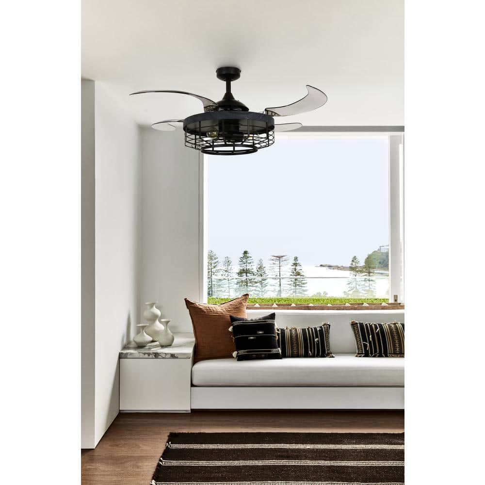 Fanaway Montclair 48 in. Black with Trim AC Ceiling Fan with Light and ...
