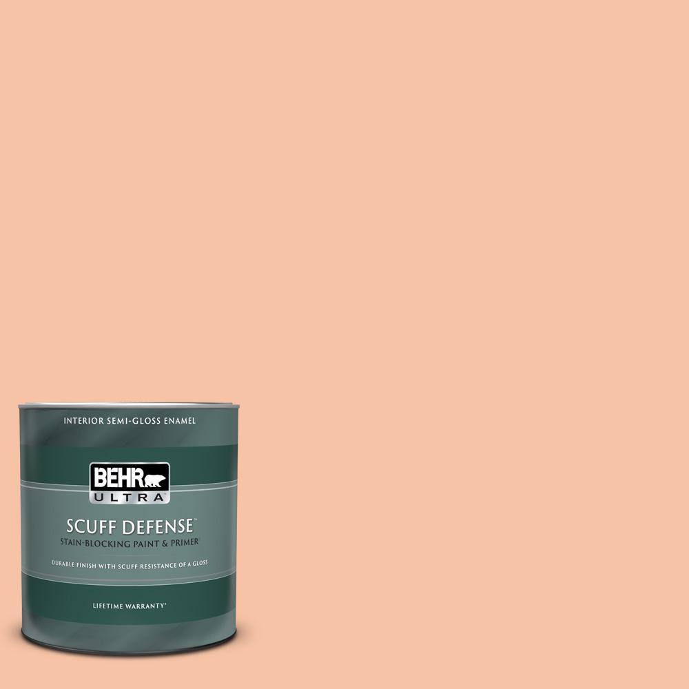 BEHR ULTRA 1 qt. #230C-2 Shell Coral Extra Durable Semi-Gloss Enamel ...