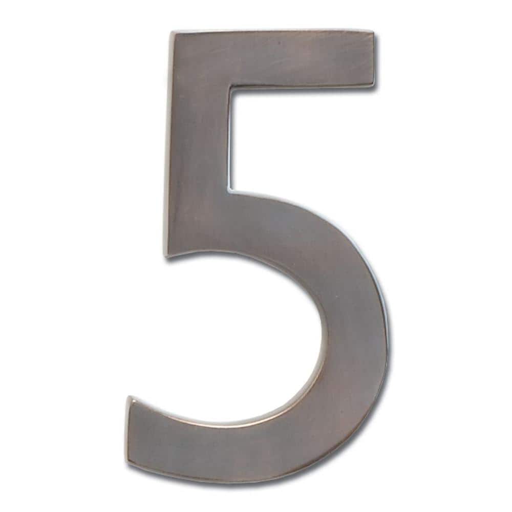 Architectural Mailboxes 5 in. Dark Aged Copper Floating House Number 5 ...