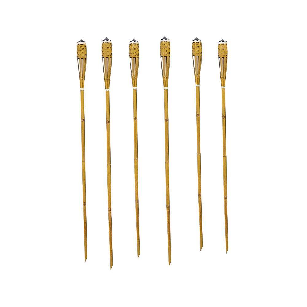 Wellco 47 in.Yellow Bamboo Torches Includes Oil Canisters with Bamboo ...
