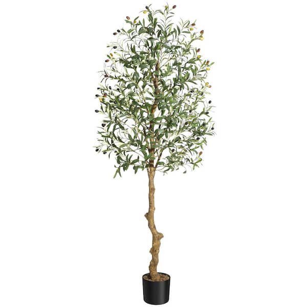6FT Artificial Olive Tree In Pot, Tropical Faux Potted Silk Plant with ...